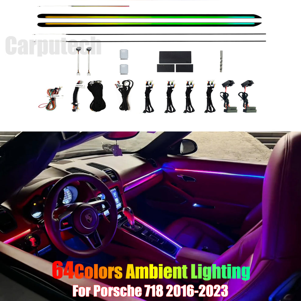For Porsche 718 2016-2023 64 Color Symphony Car Interior Ambient Light ...