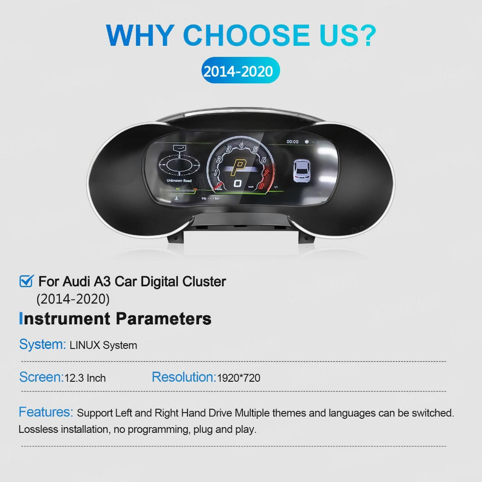 For Audi A3 2014-2020 12.3" LCD Digital Dashboard Cluster Car Panel Sp ...
