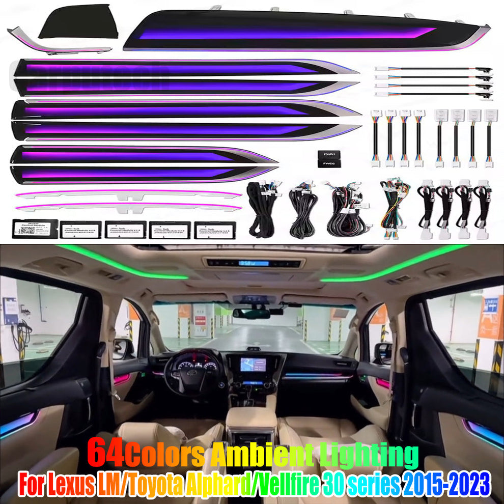 64 Colors Dynamic Ambient Lighting for Lexus LM/Toyota Alphard/Vellfir ...